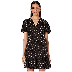 Jill Jill Stuart Embroidered Wrap Dress Black/Off-White 0