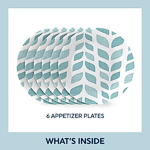 Corelle Global Collection Vitrelle 6-Piece Appetizer Plates Set, Triple Layer Glass and Eco-Friendly, 6-3/4-Inch Lightweight Round Plates, Northern Pines