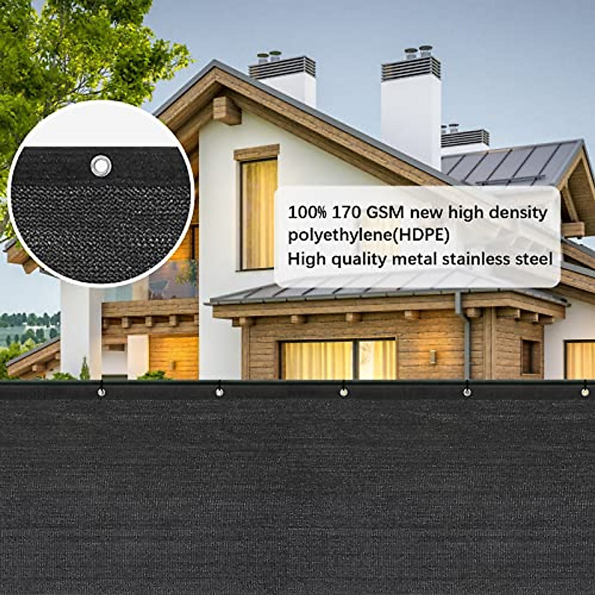 6'x50' Privacy Screen Fence, Cover Fabric Shade Tarp Netting Mesh Cloth - Commercial Grade 170 GSM, Fencing Mesh Shade Net Cover for Wall Garden Yard Backyard Indoor Outdoor Home Decoration(Black)