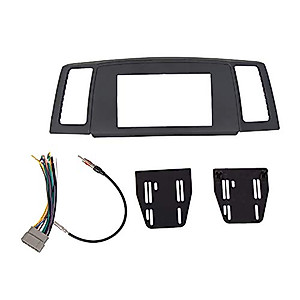 ECOTRIC Double Din Compatible with 2005-2007 Jeep Grand Cherokee with Wiring Harness Antenna Adapter Double Din Navigation Radio Bezel