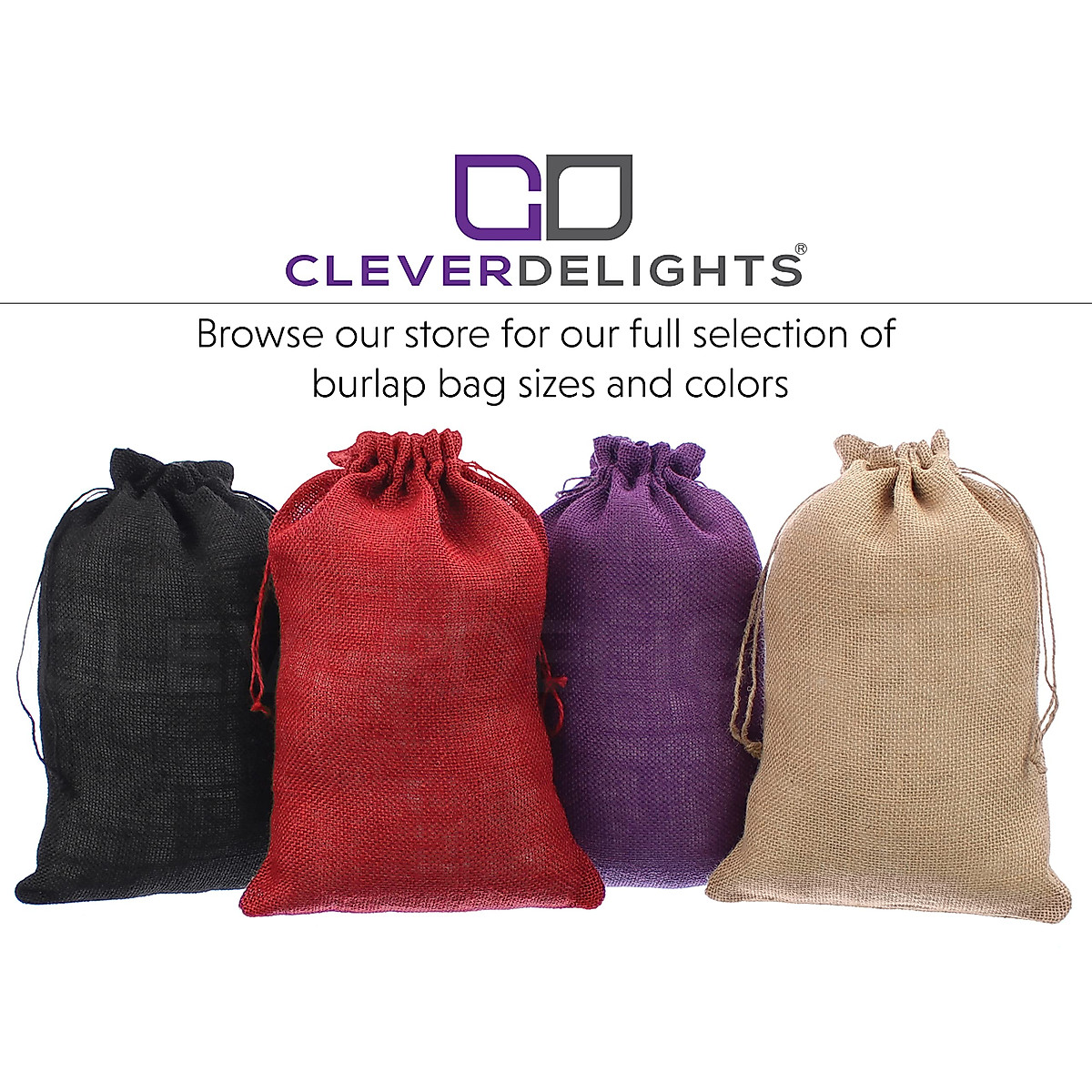 CleverDelights 12" x 20" Burlap Bags - 12 Pack - 12x20 Inch Jute Burlap Drawstring Sacks