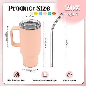 STFALI Cute Shot Glasses with Handle 2 oz, Mini Shot Tumbler with Lid and Straw, Kawaii Insulated Tumblers for Espresso Coffee Spirits Cute Stuff Funny Gifts, 6 Pack