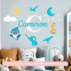 Personalized Name & Initial Vinyl Wall Decor I Nursery Wall Decal for Baby Boy & Girl Decoration I Stickers for Kids I Multiple Options for Customization (Wide 30" x 20" Height (Medium))