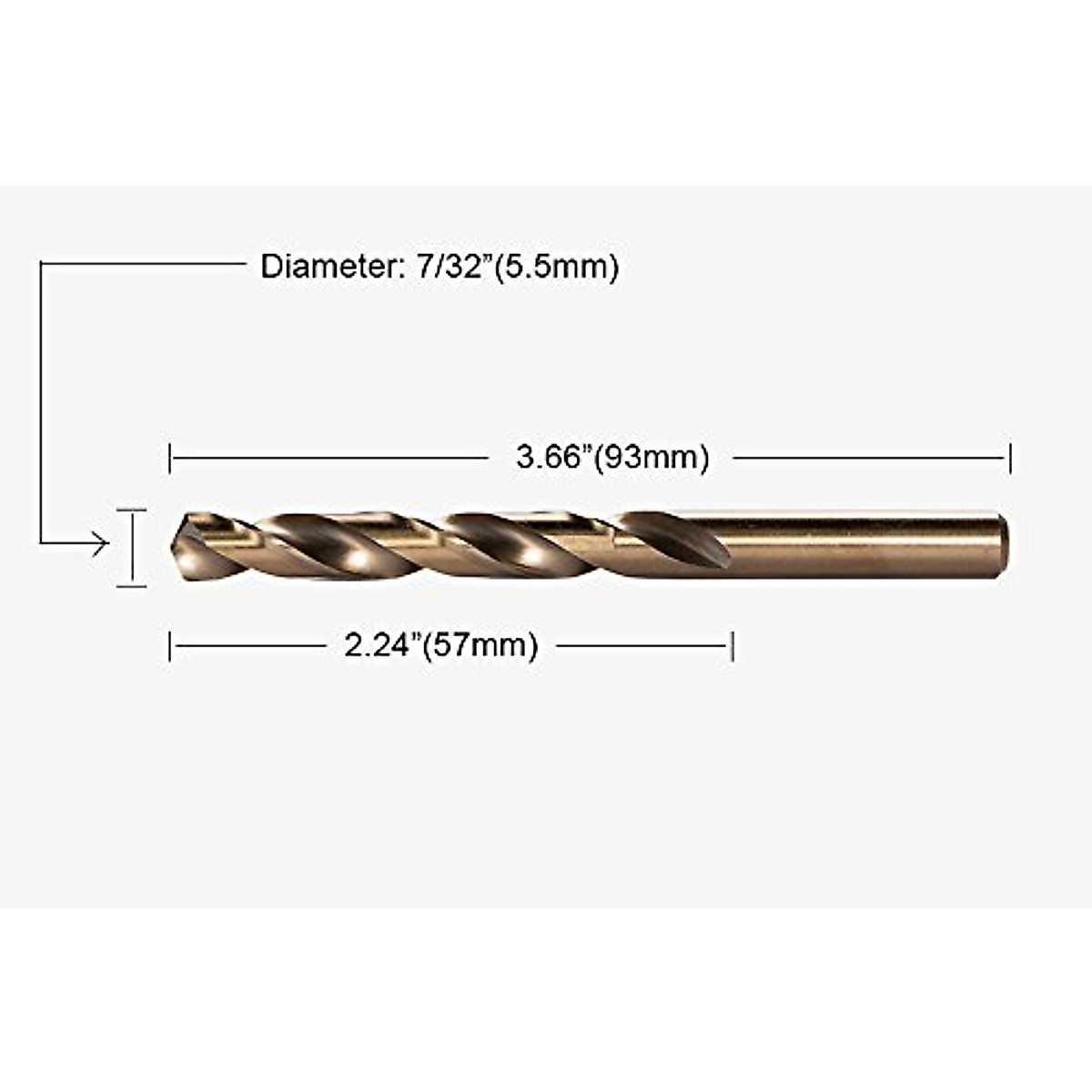 BEILI TOOLS HSS M35 Cobalt Twist Drill Bits, Pack of 10 (5.5mm, 7/32")