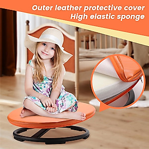 KCYXSMAX Kids Swivel Chair for Autistic Kids, Spinning Sensory Chair for 3-12 Kids Balance Toys, Training Body Coordination, Metal Base, Leather Seats, Indoor Outdoor Play Equipment