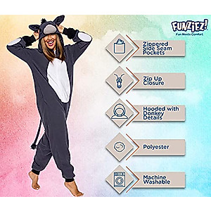 Funziez! Slim Fit Donkey One Piece - Plush Adult Animal Costume Jumpsuit