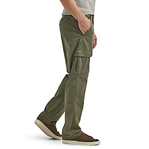 Wrangler Authentics Men's Relaxed Fit Stretch Cargo Pant, Olive, 38W x 29L