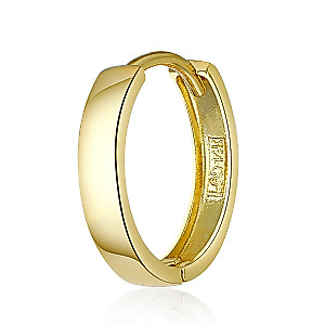 14k REAL Yellow Gold 2.5mm Thickness Hoop Huggie Earrings (13 x 13 mm)