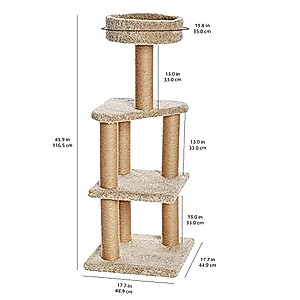 Amazon Basics Cat Tree Indoor Climbing Activity Tower with Scratching Posts, Large, 17.7" x 45.9", Beige