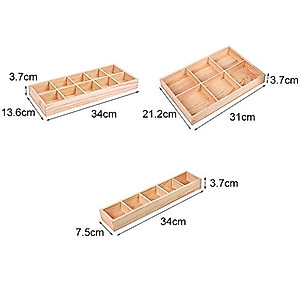 Rustic Compartments Wooden Divided Boxes Succulents Flower Pot Desktop Storage Box Holder Home Balcony Organizer, Wood Display Tray for Crafts, Jewelry, Ornaments (6 grids)