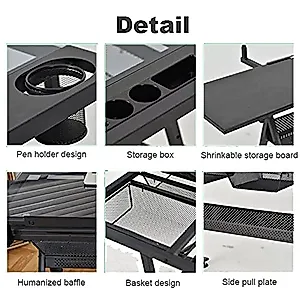 EESHHA Drawing Table Adjustable Glass Drafting Table,Versatile Art Study Table,with Storage Drawers,Art Studio Design Sketching Painting Work Station