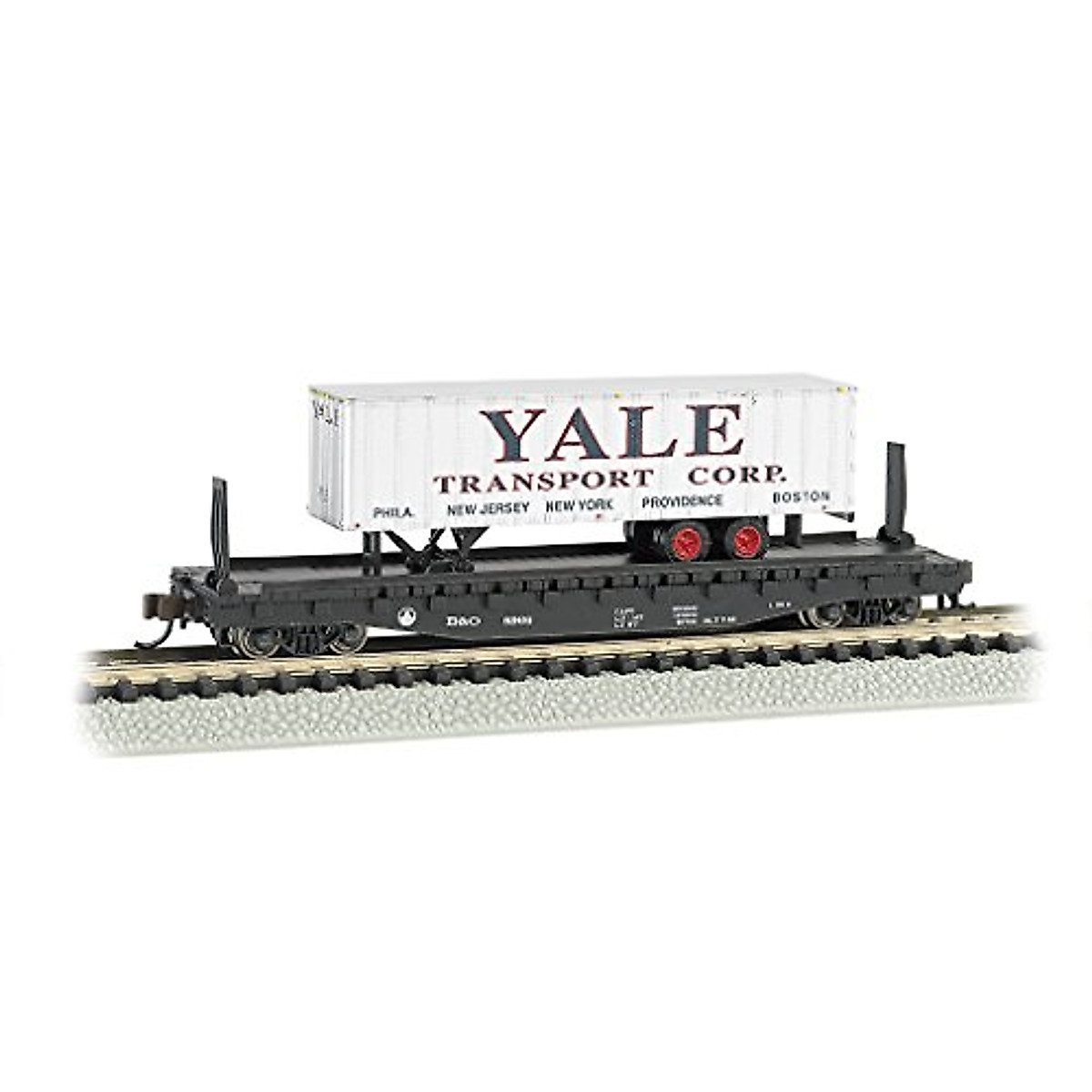 Bachmann 52'6" Flat Car with 35' Ribbed Piggyback Trailer - ATLANTIC COAST LINE with YALE TRAILER - N Scale