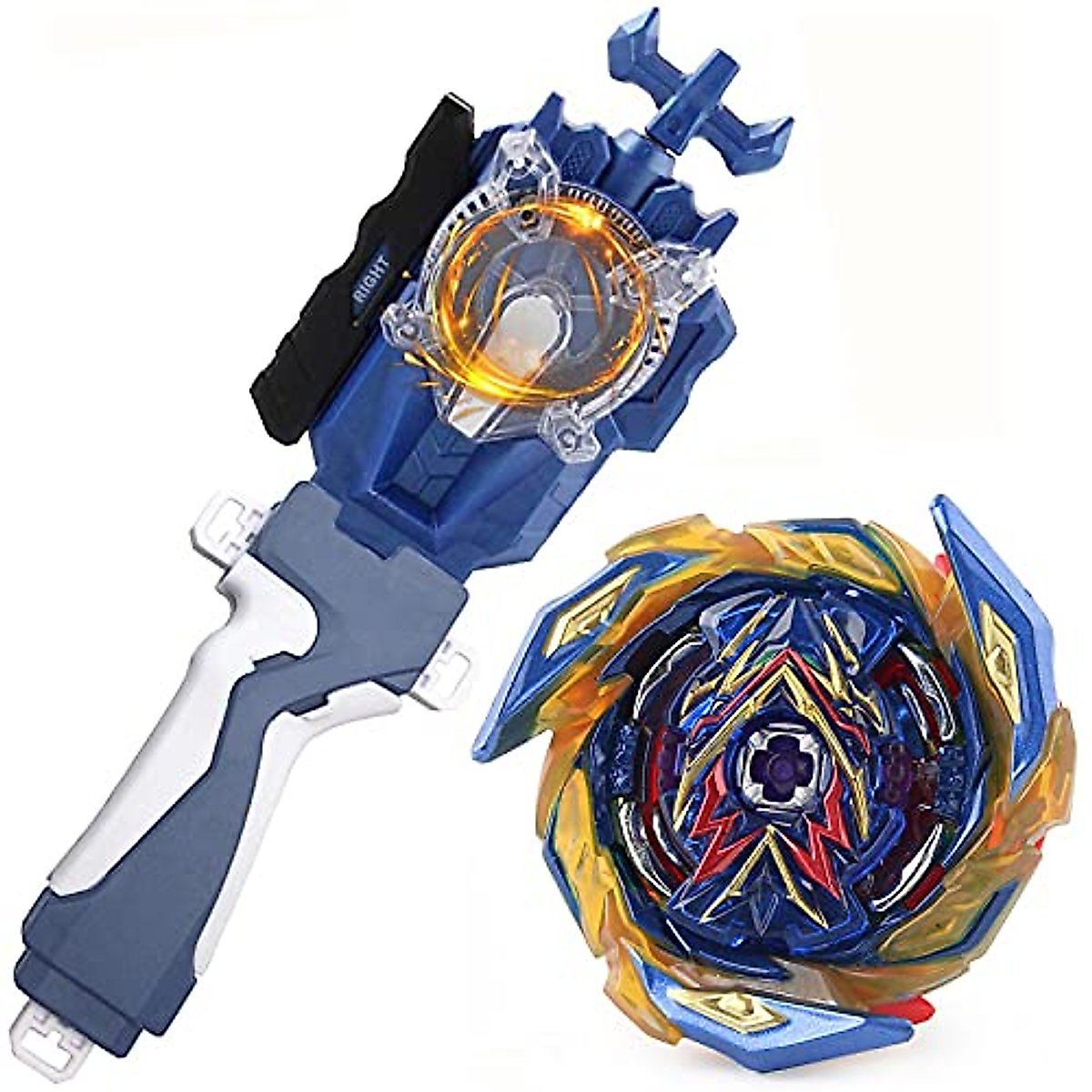 Konikiwa Battling Sparking String Launcher, Brave Valkyrie Top Burst Launcher Set, Left and Right Spin String Launcher Grip Compatible with All Bey Burst Series - Blue