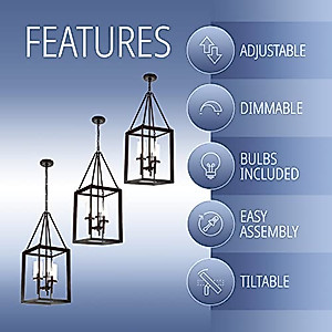 JONATHAN Y JYL7412A Anna 12" 3-Light Metal/Glass Pendant Traditional Classic Modern Industrial Farmhouse Dining Room Living Room Kitchen Foyer Bedroom Hallway, Oil Rubbed Bronze/Clear