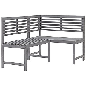 vidaXL Solid Acacia Wood Patio Corner Bench Garden Outdoor Terrace Yard Balcony Furniture Wooden Modern Lounge Bench Seating Seat 55.1"