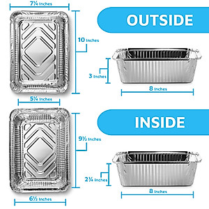 MontoPack Disposable Takeout Pans with Clear Lids | 5lb Capacity Aluminum Foil Food Containers with Seal for Freshness | Eco-Friendly & Recyclable | 25-Pack 6.5x9.5” Drip Pans