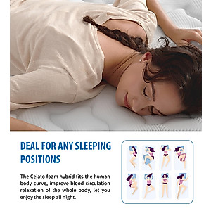 Cejato King Size Mattress,12 Inch Hybrid Mattress in a Box with Gel Memory Foam,Individually Wrapped Pocket Coils Innerspring,Pressure-Relieving and Supportive.