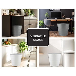 Luxuriaz Small Trash Can (1.3 Gallons), Dorm Trash Can, Heavy Duty Dust Bin, Mini Garbage Can for Bedroom, Plastic Wastebasket, Bathroom Wastebasket (Black) Round Paper Trashcan, Office Trash Can