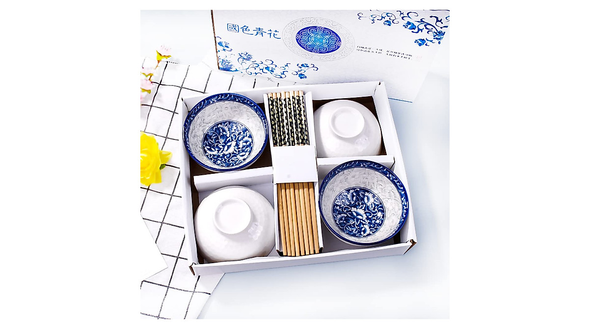 Blue & White Chinese Bowl Set - Perfect Gift!