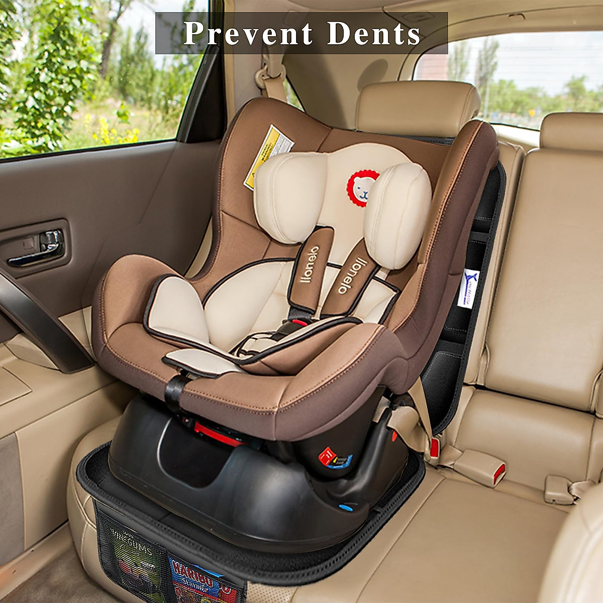 Gowhalle Car Seat Protector, Non-Slip Rubber Padded Backing Seat Protector for Child Seats, Waterproof Thickest Padding Car Seat Protector Under Baby Seat - No Imprint (Black-Ⅰ-2pcs)