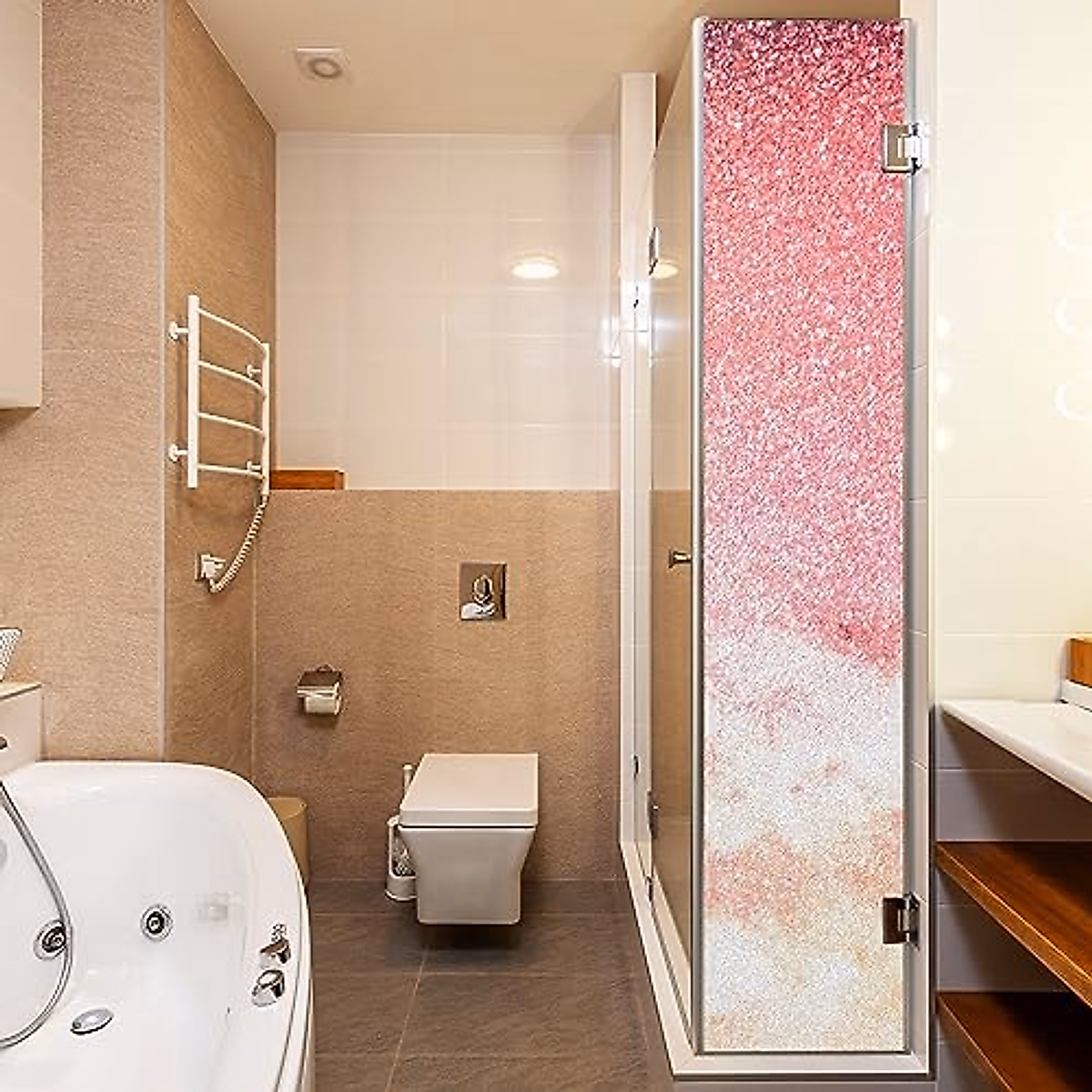 IOACIY Privacy Window Film Frosted Glass Sticker for Home Office Static Anti-UV Window Paper Decorative Window Covering for Bathroom (Universe Outer Space Starry Sky Red Blue-62, 17.7" x 23.6")