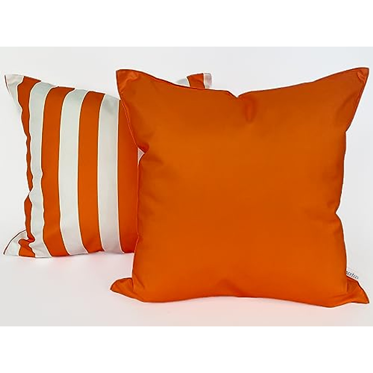 Ensperta Pack of 2 18x18 Outdoor Waterproof Orange Throw Pillow Covers and Inserts Included Decorative Square Cushion Patio Pillows for Patio Furniture (Orange Tiger)