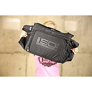 Meal Prep Lunch Box ISOBAG - Large Insulated 6 Meal Prep Bag/Cooler with 12 Containers, 3 Ice Packs & Shoulder Strap (Blackout) - Made in USA
