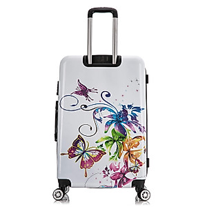 InUSA Fusion Print Luggage with Spinner Wheels | Durable Lightweight Hardside Suitcase | Travel Bag with Handle and Trolley | 28-Inch Large Checked luggage