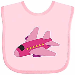 inktastic Girls Pink Airplane Pilot Baby Bib Pink 2e225