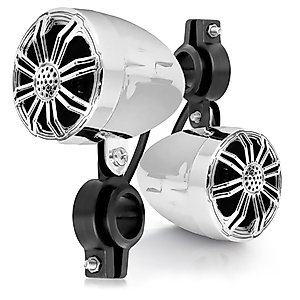 PyleUsa 2.25” Waterproof Off-Road Speakers - 20W Marine Grade Passive Woofer Sound System Full Range Outdoor Audio Stereo Speaker for Motorcycle, Car, ATV, 4x4, Jeep, Boat, Includes Brackets (Chrome)