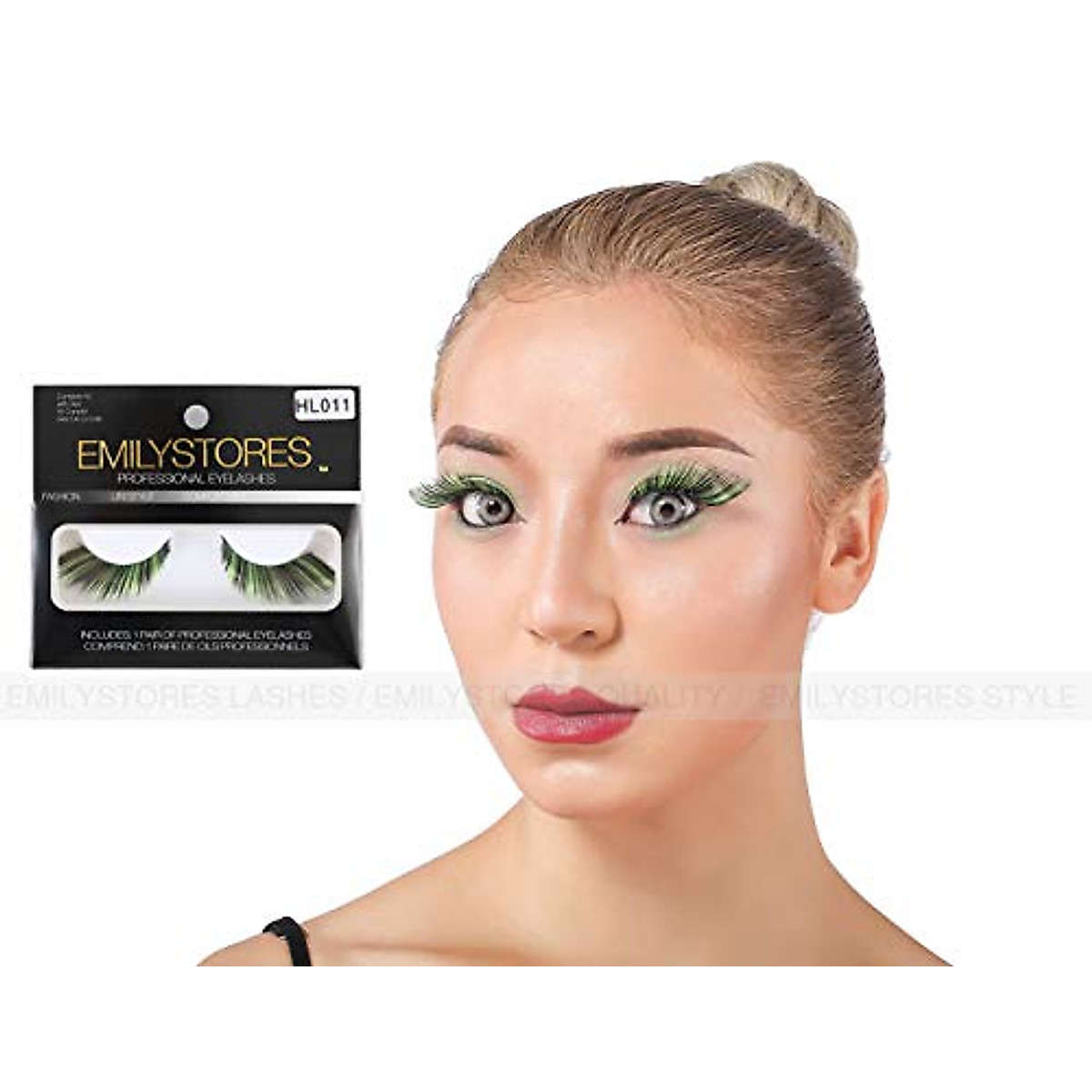 EMILYSTORES Green Fortune Teller Costume Halloween Eye Lashes For Party Looking1 Pairs