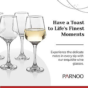 White and Red Wine Glasses - Premium Classic 10 oz Wine Glasses Set for Hosting Various Parties & Occasions - Dishwasher-Friendly Clear Stemmed Wine Glasses - PARNOO White & Red Wine Glasses Set of 6