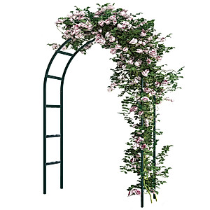RUBFAC Metal Garden Arch, Wedding & Event Decoration, Garden Trellis for Climbing Plants, Assemble Freely 2 Sizes for Various Climbing Plant Roses Vines Bridal Party Decoration, Army Green, 1 Pack