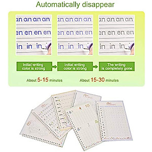 Magic Practice Copybook, Reusable Practice Calligraphy Tracing Book Set with Chinese, English, Painting, Spelling, Digital, Math