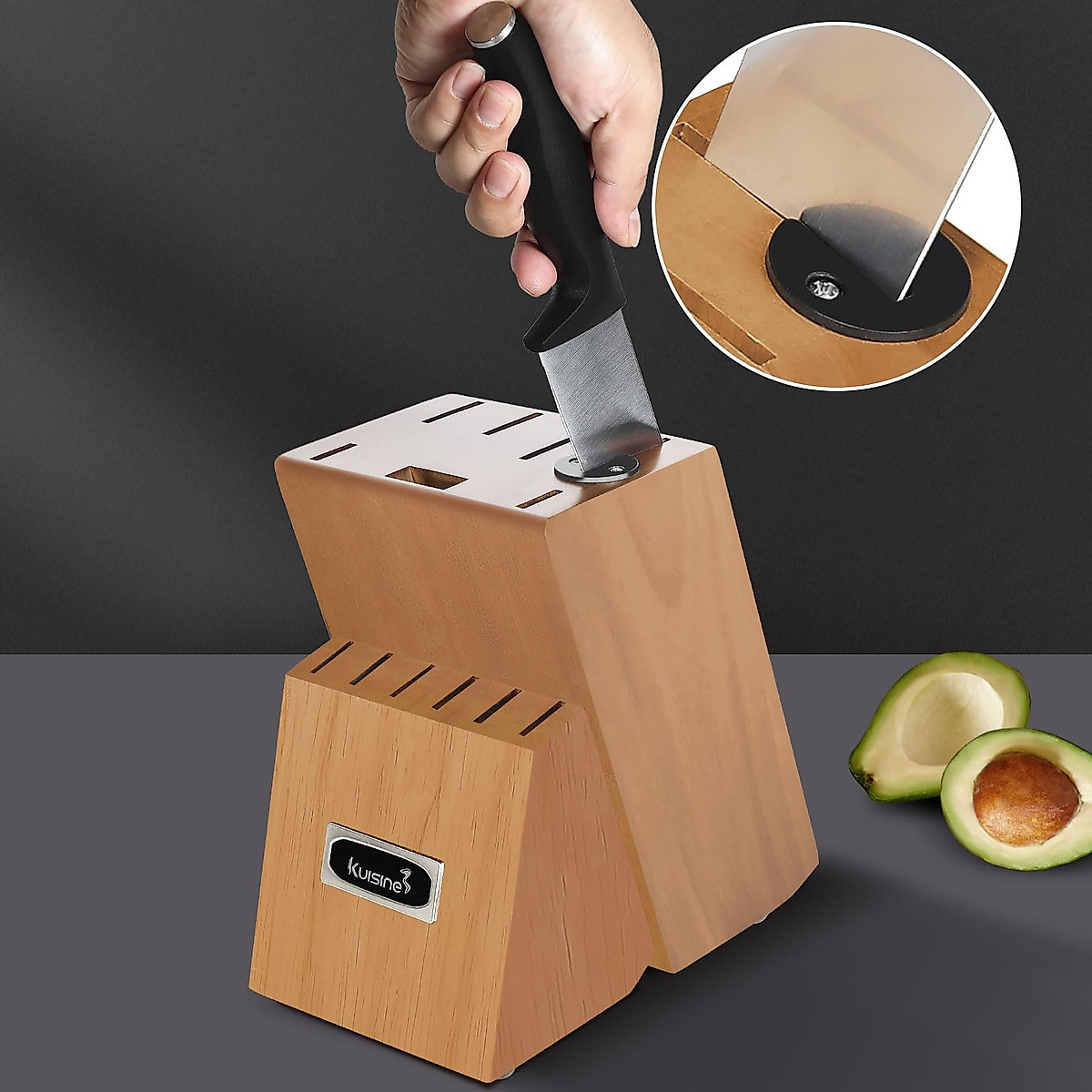 Kuisine Chef Knife Set,High Carbon Stainless Steel Ultra Sharp Blade Ergonomic Handle,Kitchen Knife Block Set with Built-in Sharpener, Elegant Gift for Holiday