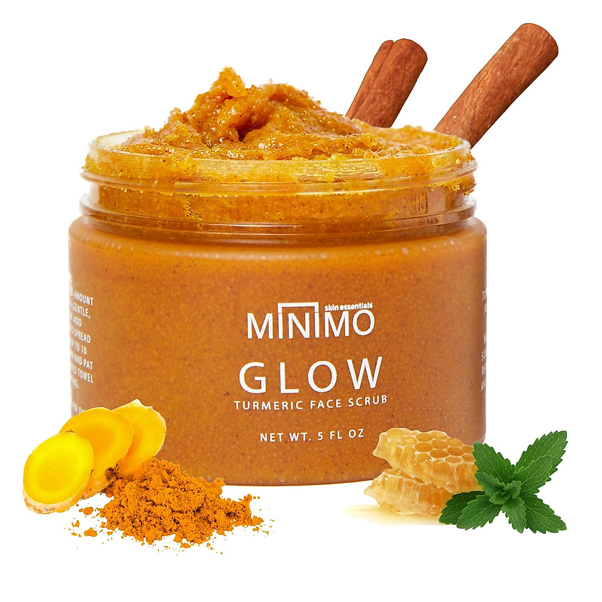 Minimo Glow Turmeric Face Scrub (𝐋𝐞𝐦𝐨𝐧 𝐂𝐚𝐤𝐞) - Infused with Turmeric, Manuka Honey, Cinnamon, and Chamomile - Face Scrub for All Skin Types - Achieve Healthy Skin