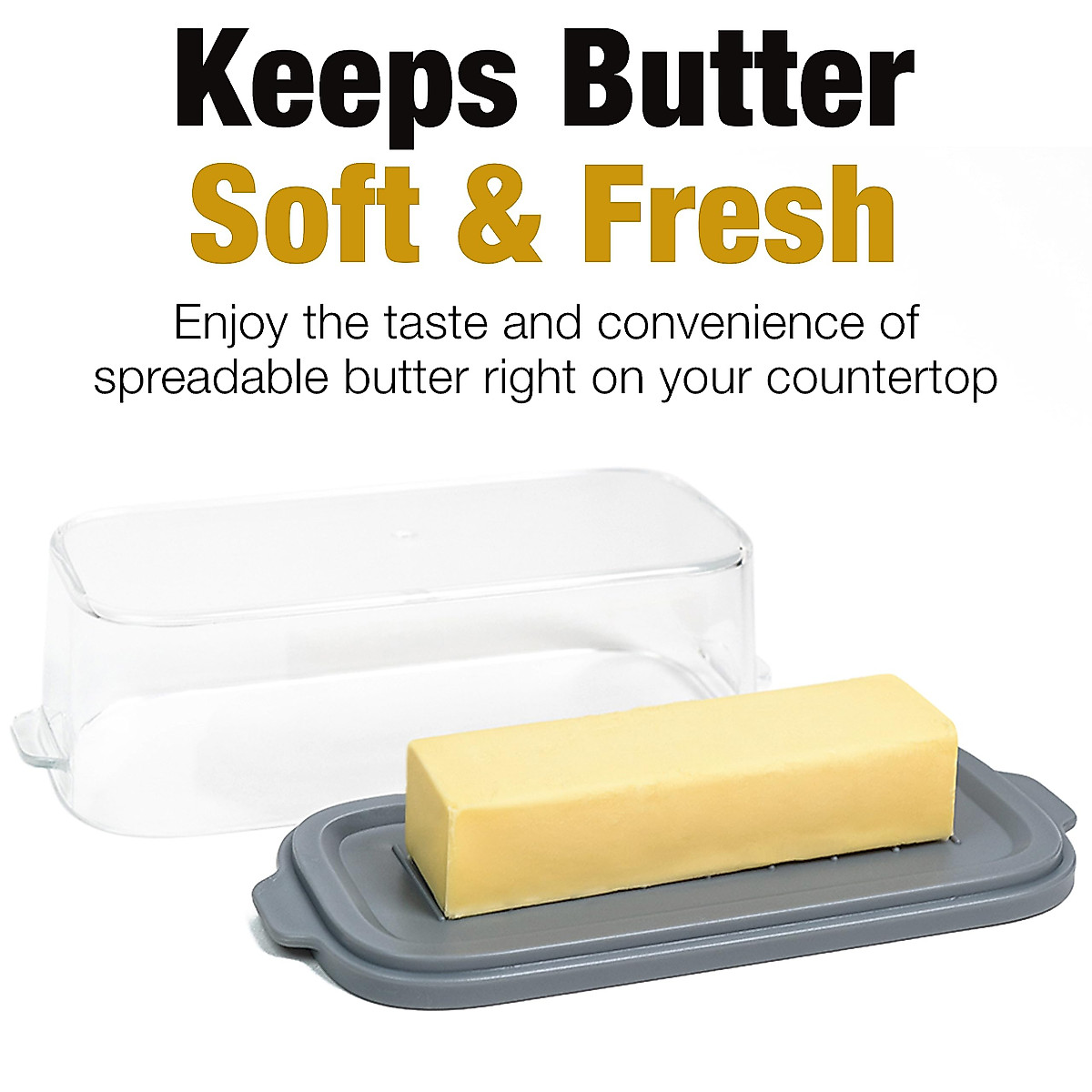Eparé Large Butter Dish With Lid For Countertop - BPA-Free Butter Keeper - Counter Dishes For Soft Butter Storage - Covered Butter Dish With Lid - Tray Container For Soft Butter