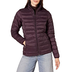 Amazon Essentials Women's Lightweight Long-Sleeve Water-Resistant Packable Puffer Jacket (Available in Plus Size), Burgundy, X-Large