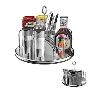 Yukon Glory Lazy Susan Caddy for Utensils, Condiments, Napkins, Salt & Pepper, Ideal for Picnics, Smokers, Patio Tables and Outdoor Grills - Griddling & Grilling Accessory