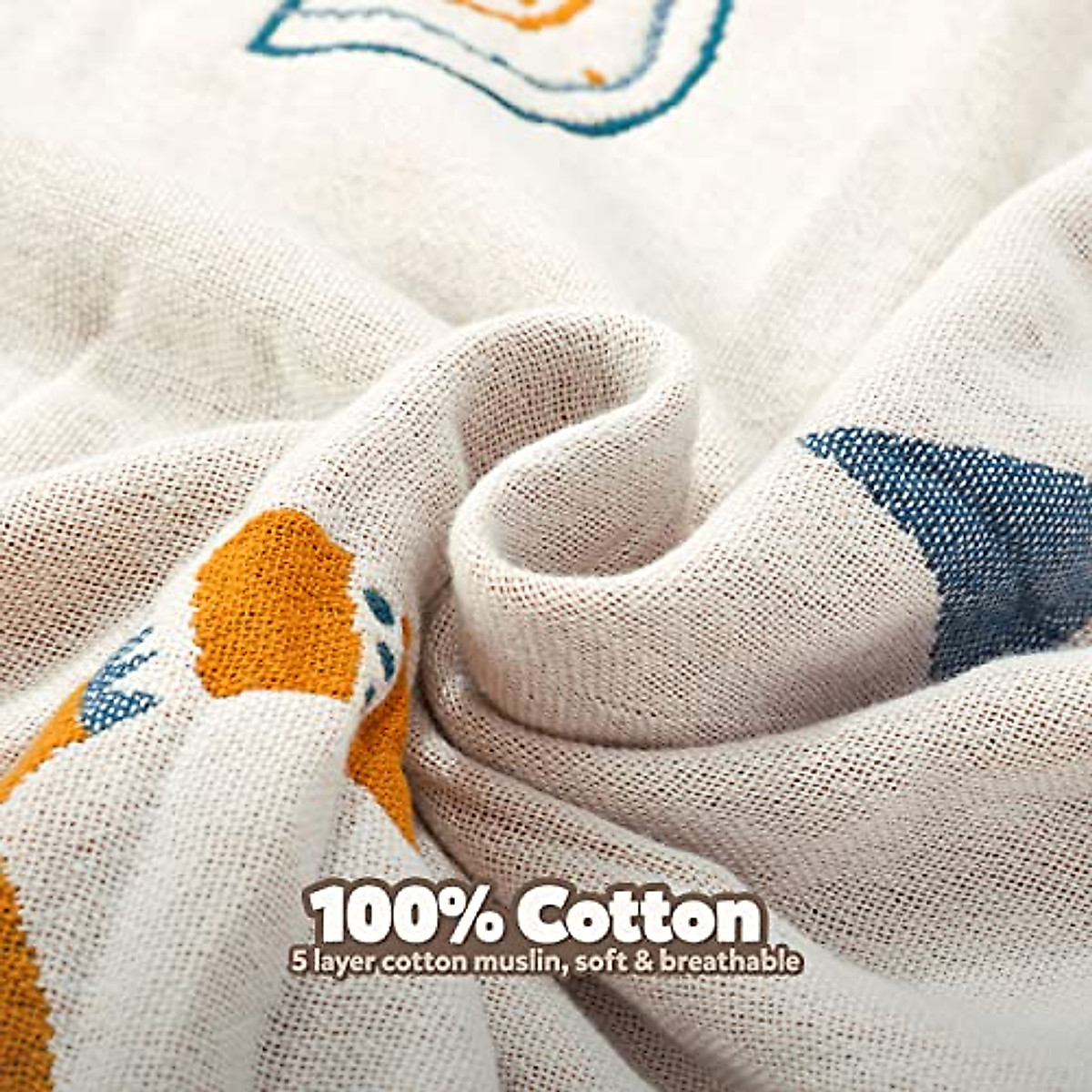 100% Cotton Blanket Soft Muslin Throw Blanket for Couch Bed, 5-Layer Breathable Gauze Blanket for All Season, Soft and Lightweight Muslin Blankets for Adults Blanket 60"x80"