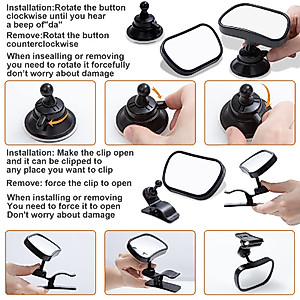 ONLYFU Baby Car Mirror Car Seat Mirror Rear Facing Infant Child Acrylic Baby View Mirror 360 Degree Adjustable Baby Car Back Seat Mirror Child Car Observation Mirror (Black)