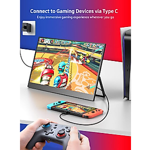 Portable Monitor 15.6, UPERFECT 2022 Portable Computer Monitor, FHD 1080P HDR Frameless Ultra-Slim Lightweight Gaming Screen with Foldable Kickstand, VESA, Mini HDMI 2 USB C for Switch Laptop PS4 Xbox