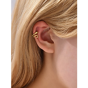 ALYXUY Gold Ear Cuff Non Piercing For Women, 14K Gold Plated Hypoallergenic Huggie Cross Ear Cuff Earrings（12pcs) (KC010-2)