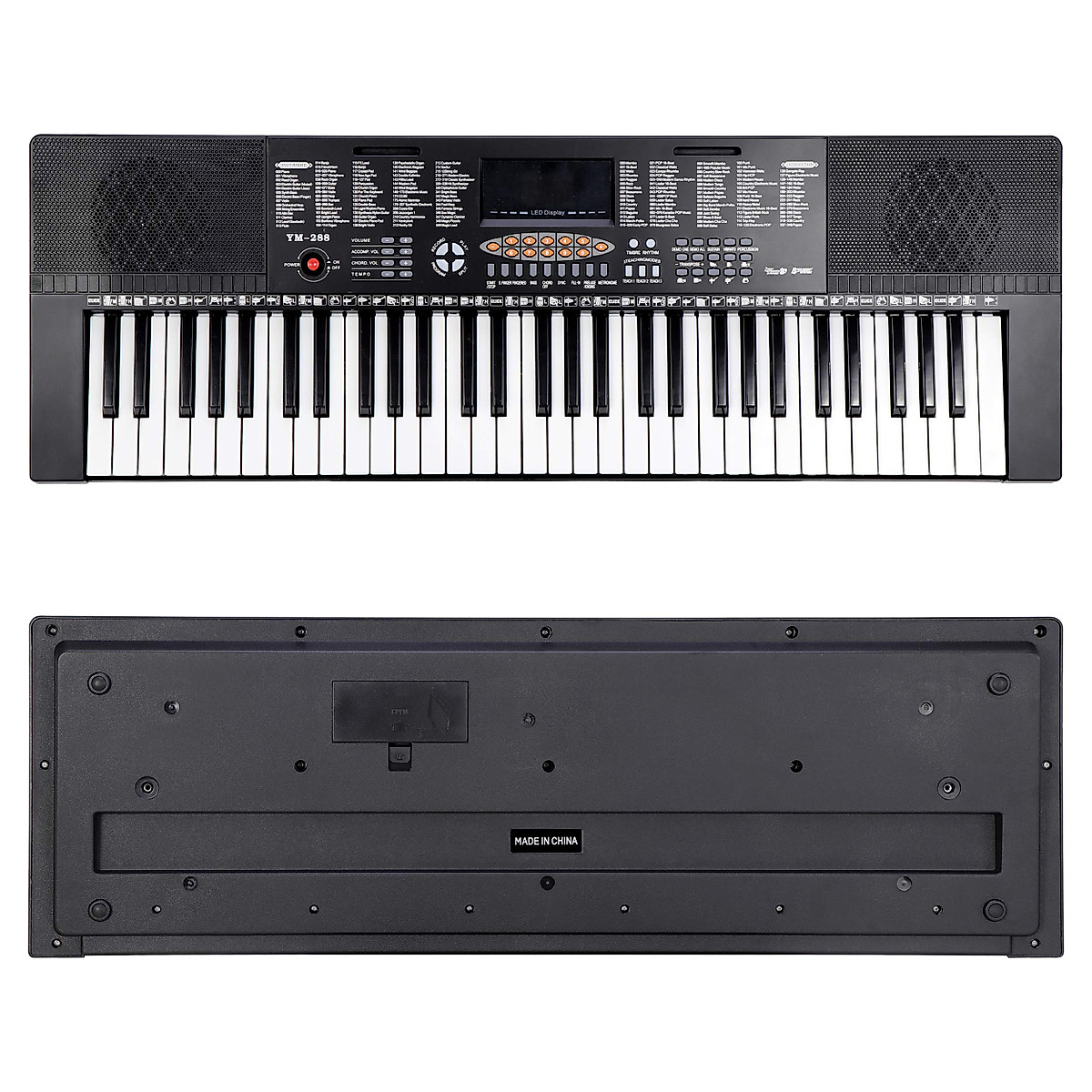 Smartxchoices 61-Key Electronic Keyboard Piano Stand Portable LED Display Keyboard Kit with Adjustable Stand, Adjustable Stool, Headphones, Microphone & Music Stand