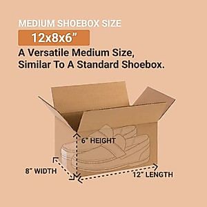 AVIDITI 12 x 8 x 6 Corrugated Cardboard Boxes, Small 12"L x 8"W x 6"H, Pack of 25 | Shipping, Packaging, Moving, Storage Box for Home or Business, Strong Wholesale Bulk Boxes