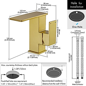 KES Black Bathroom Faucet, Waterfall Faucet for Bathroom Sink One Handle, Single Hole Bathroom Faucet, SUS304 Stainless Steel, Matte Black, L3205LF-BK