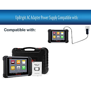 UpBright 12V AC/DC Adapter Compatible with Autel MaxiSYS PRO 908 MS908P Smart Automotive Diagnostic and Analysis System Wireless Android Diagnostic Scanner MS906 MS906BT MS906TS Scan Tool 12VDC Power