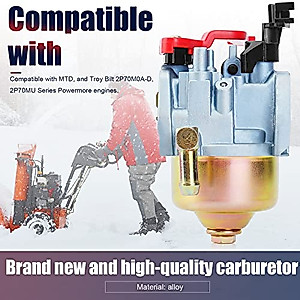QAZAKY Carburetor Compatible with MTD Troy Bilt 751-10956 751-10956A 751-12612 751-14018 951-10956 951-10956A 951-12612 951-14018 161-JW 161-JWA 2P70M0A-D 2P70MU 161SA 161S 40021MS Carb