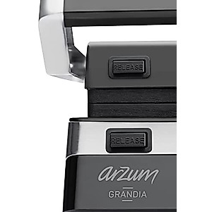 Arzum Panini Press, Sandwich Maker, Electric Indoor Grill, Stainless Steel Top Surface, Non-stick Die-cast Aluminium Plates, Upright Storage, Opens 180 degrees, 6 Slices, 1500W, Large (AR2023-UL)