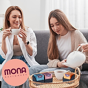 Mona Magnetic Tea Bag Organizer - Set of 6 Individual Tea Bag Holders for The Refrigerator, Counter or Kitchen Shelf. Stylish & Practical Space Saving Tea Organizer (Black)